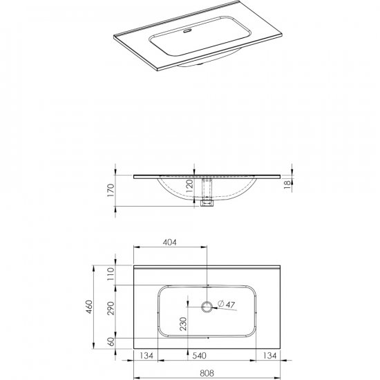 ELITA Umywalka pojedyncza meblowa SKAPPA 80, ceram forest green matt ...